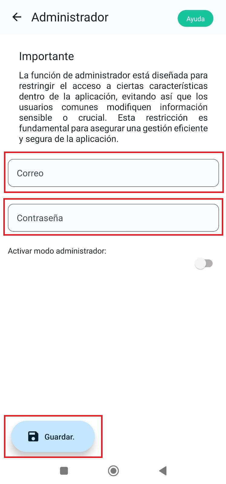 Funciones para administrador. - Ayuda