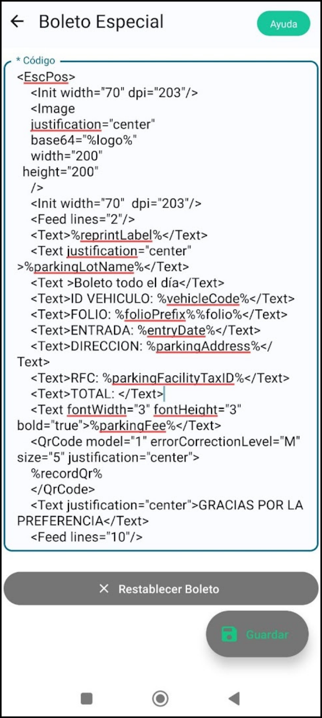 Configuración boleto todo el día - Ayuda